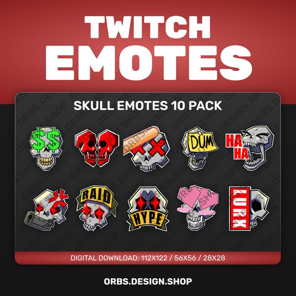 Twitch Emote Pack Skull - Etsy