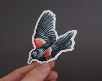 Red Winged Blackbird Sticker Waterproof UV Stable Vinyl Matte 2 Inch - Etsy