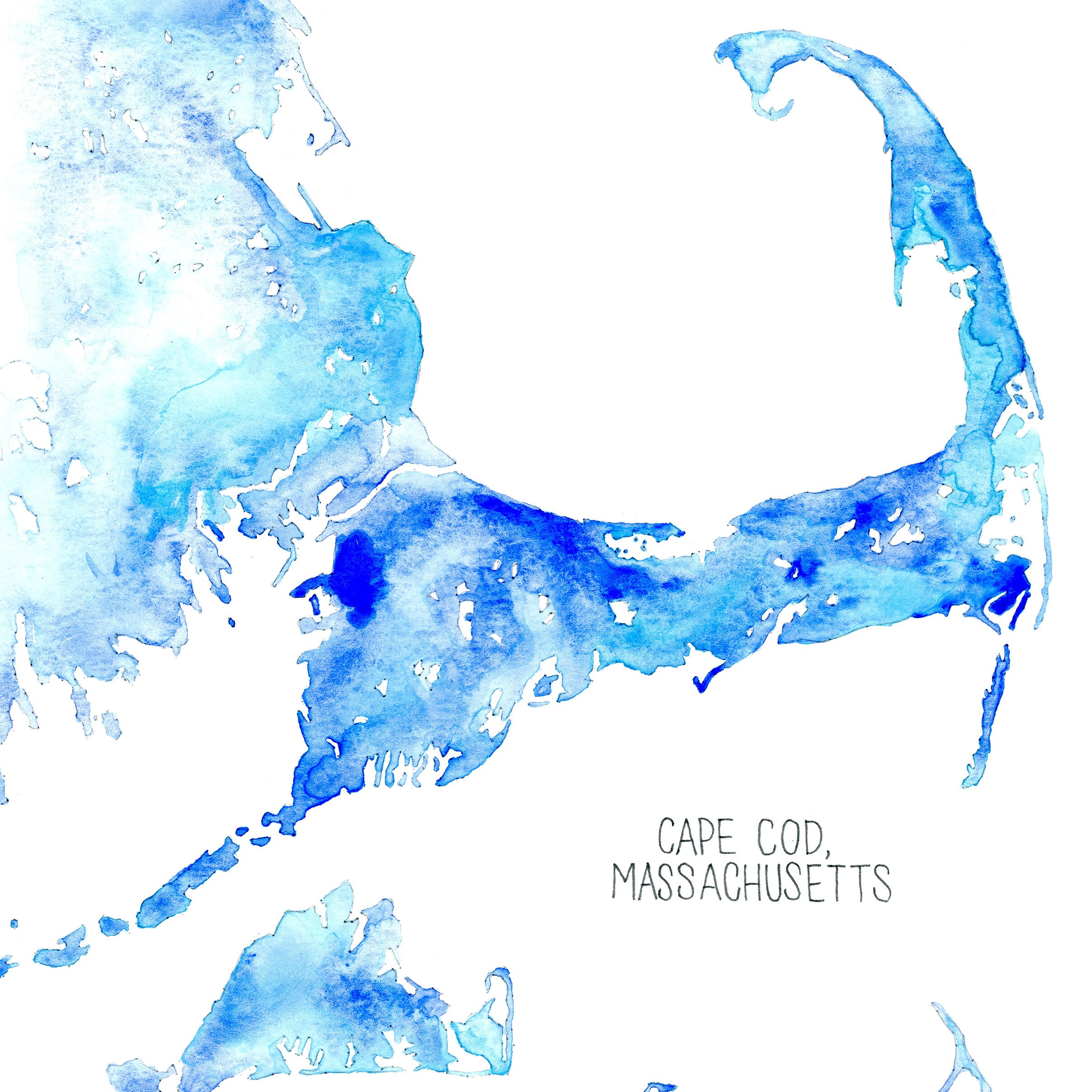 Cape Cod Blue Map Art Print - Etsy