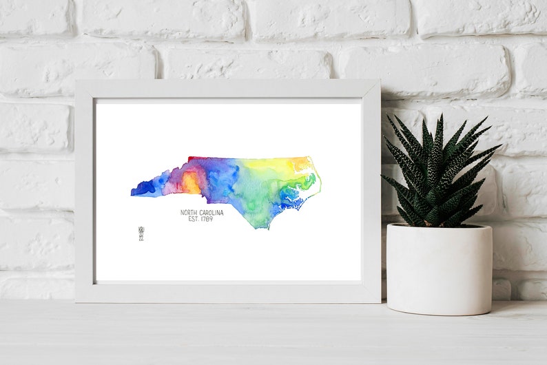 North Carolina State Map Art Print - Etsy