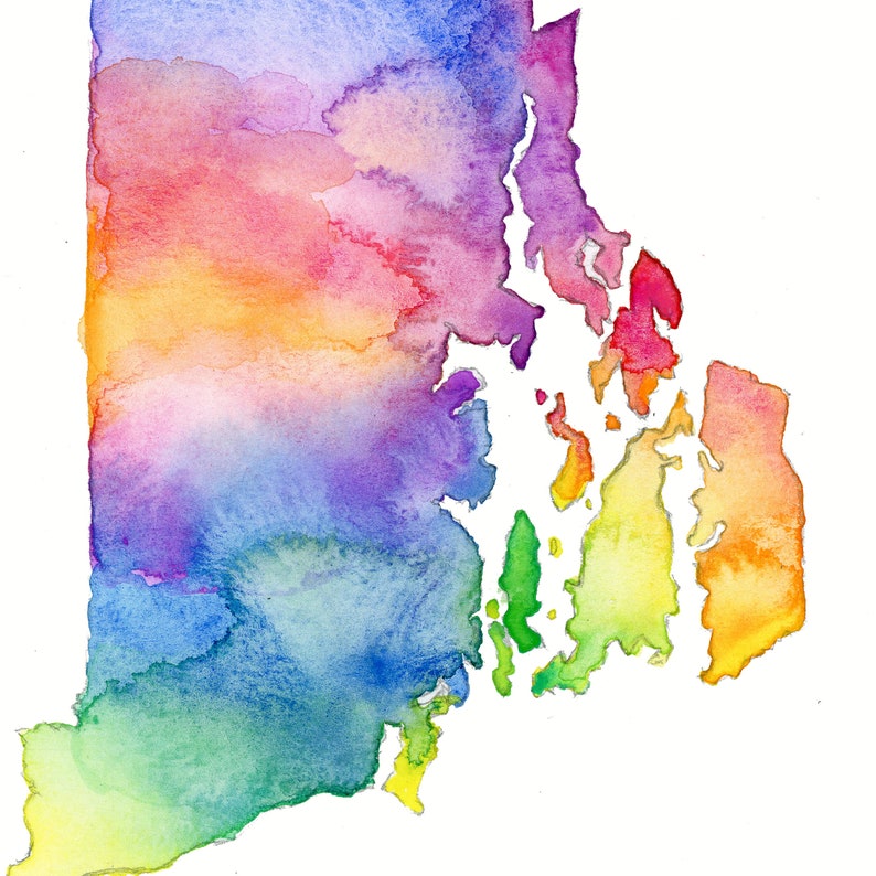 Rhode Island State Map Art Print - Etsy