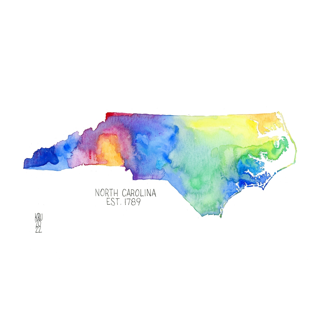 North Carolina State Map Art Print - Etsy