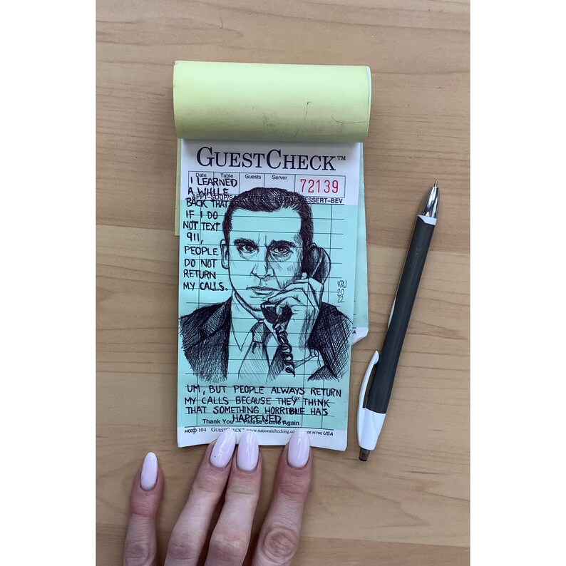 Steve Carell - Michael Scott Guest Check Drawing (original) - Etsy