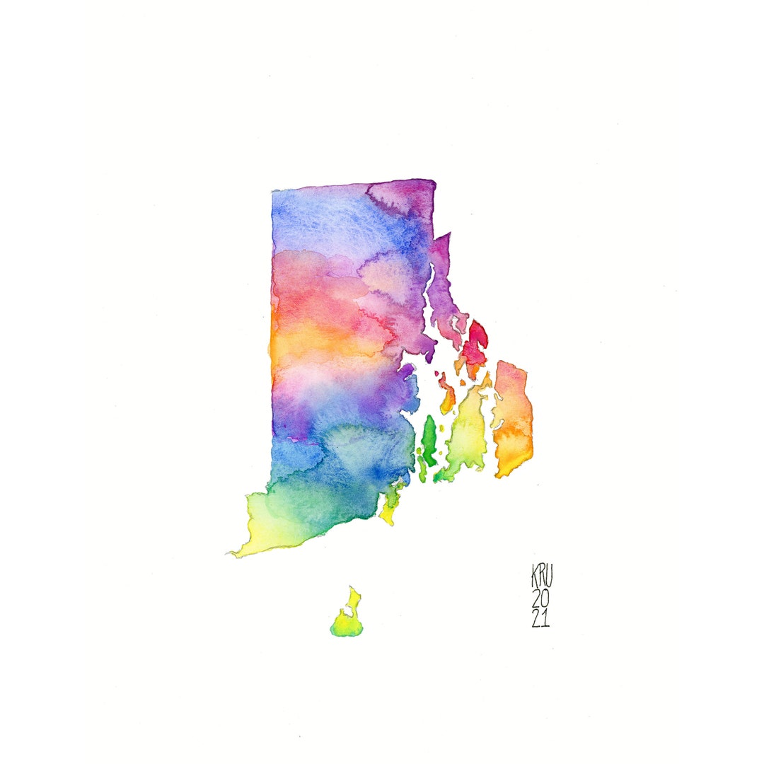Rhode Island State Map Art Print - Etsy