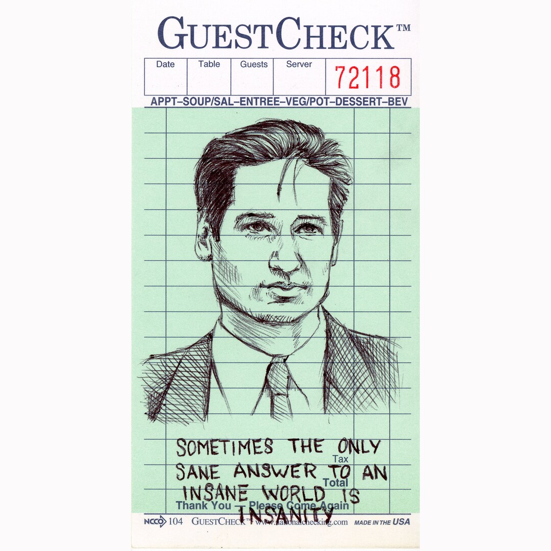 David Duchovni Guest Check Drawing - Etsy