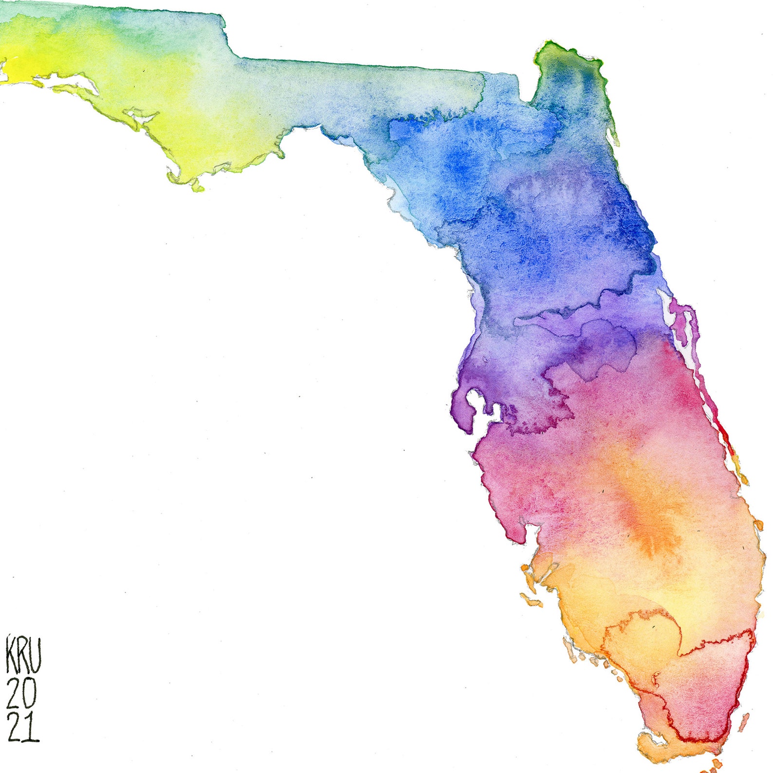 Florida State Map Art Print - Etsy