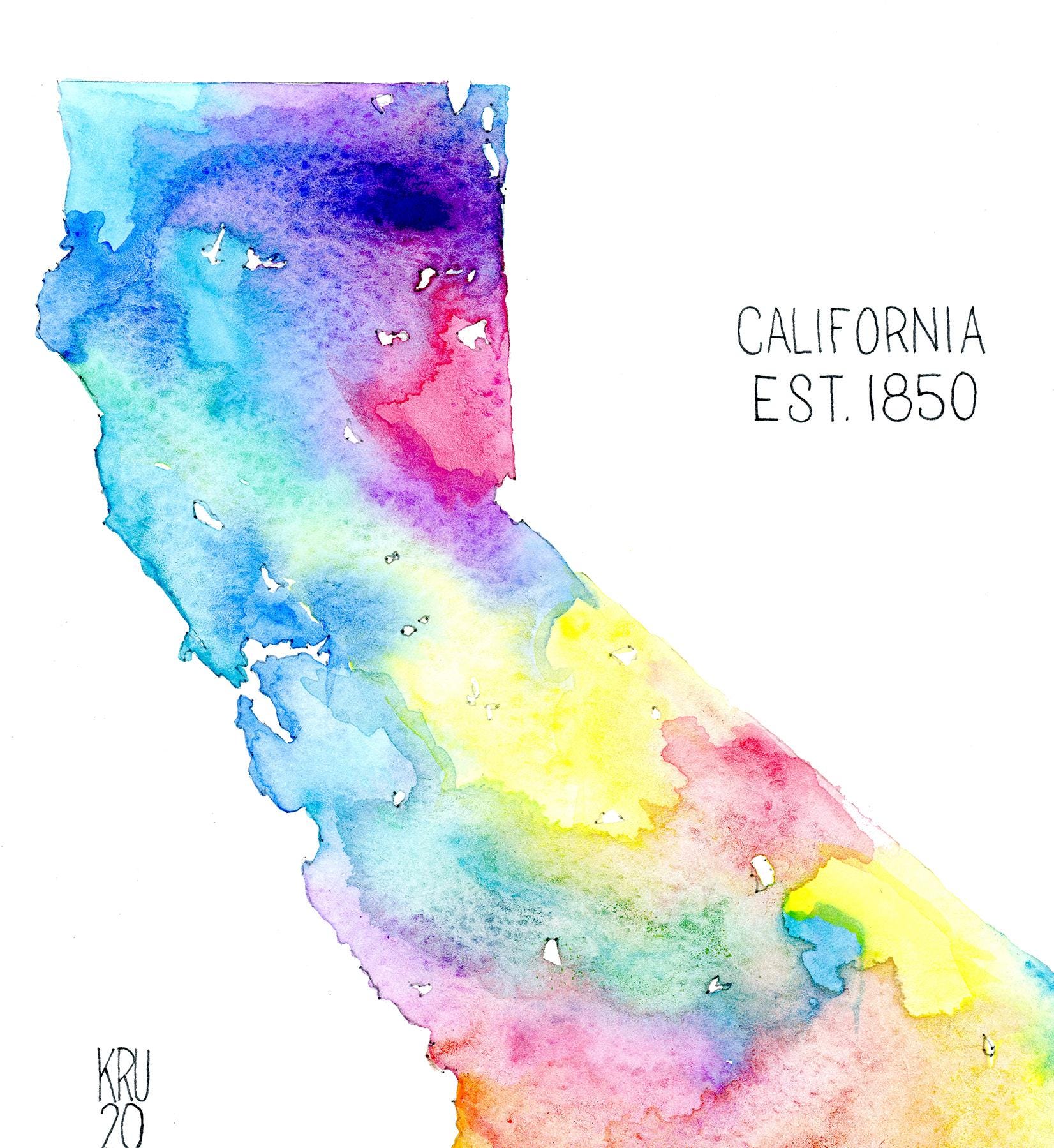California State Map Art Print - Etsy