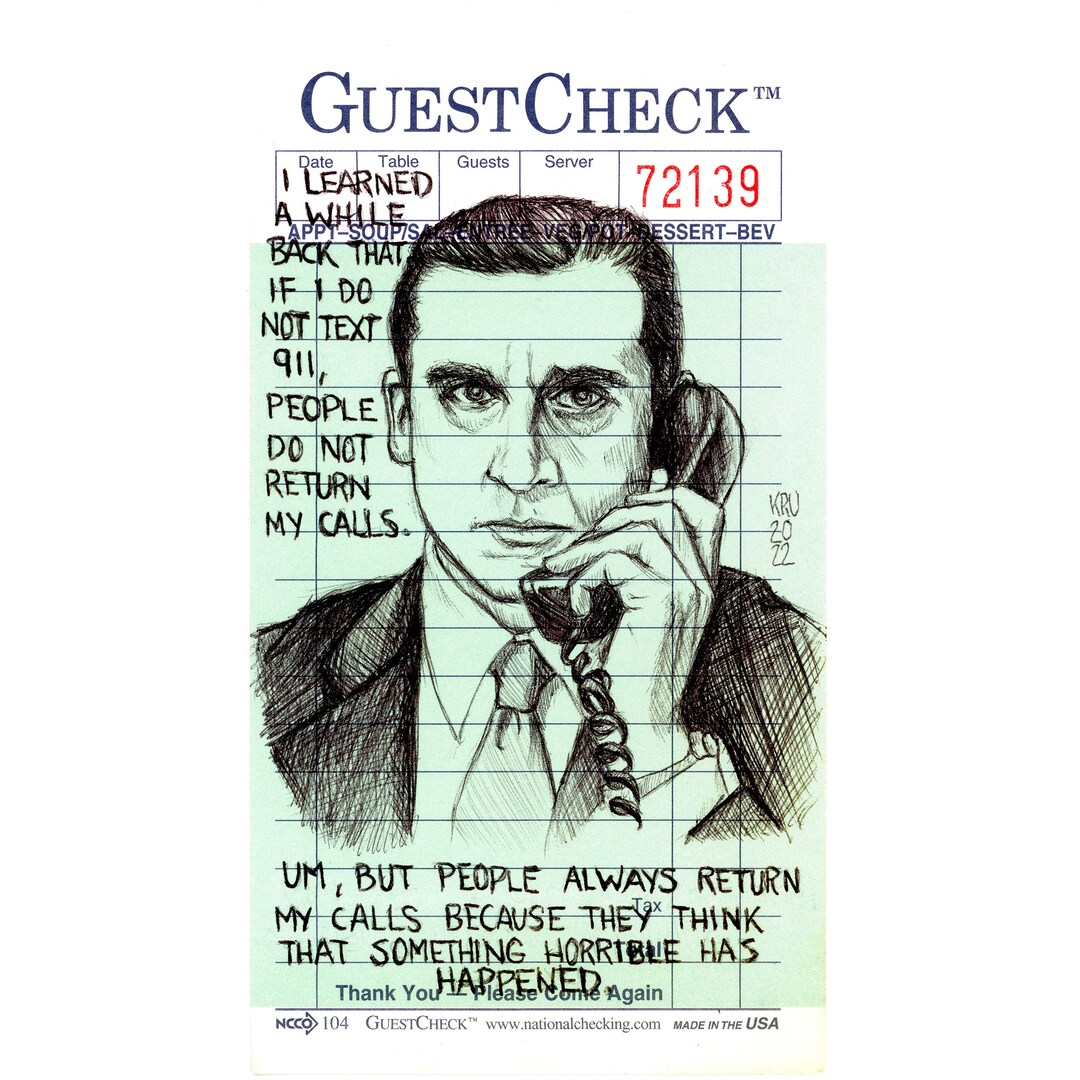 Steve Carell - Michael Scott Guest Check Drawing (original) - Etsy