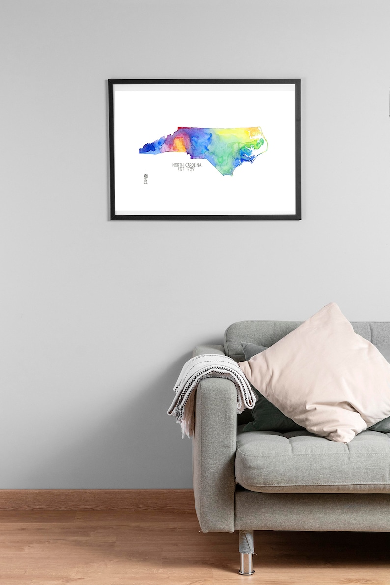 North Carolina State Map Art Print - Etsy