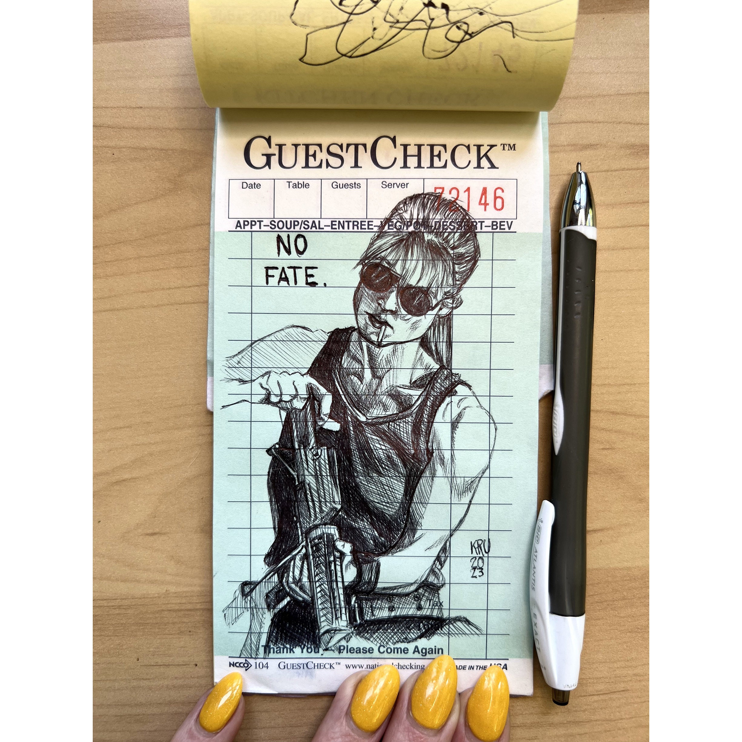 Linda Hamilton - Sarah Connor Guest Check Drawing (original) - Etsy