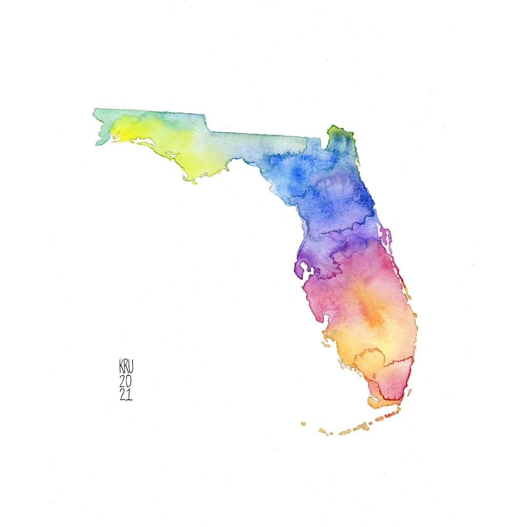Florida State Map Art Print - Etsy