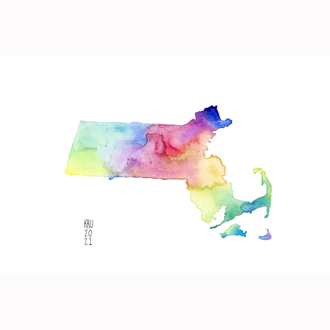 Massachusetts State Map Art Print - Etsy