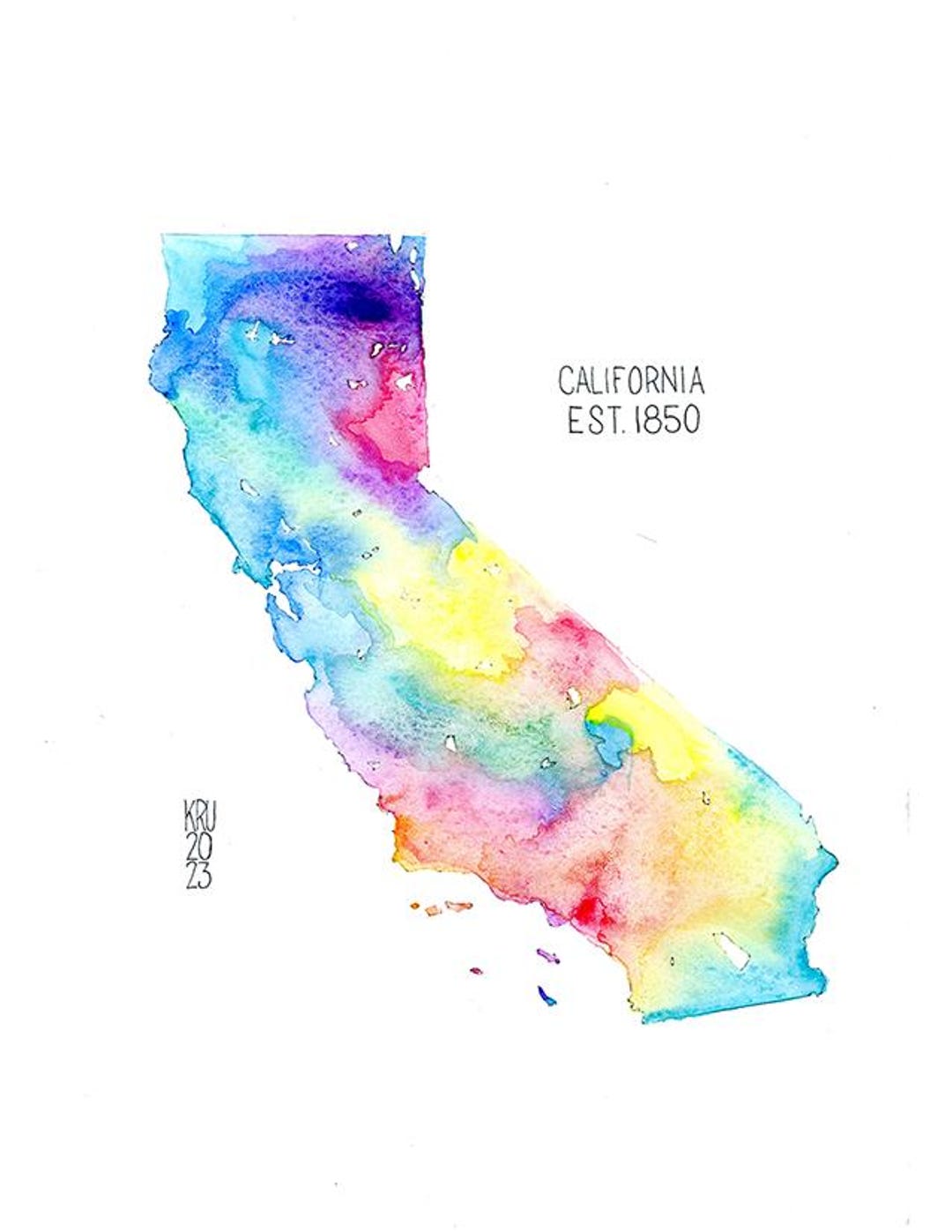 California State Map Art Print - Etsy