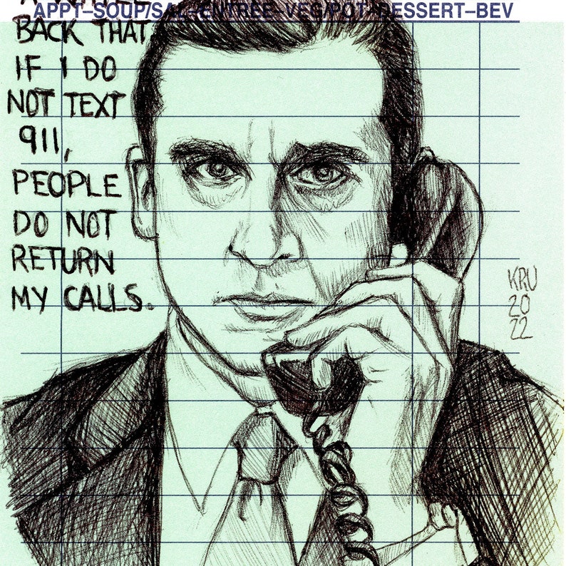 Steve Carell - Michael Scott Guest Check Drawing (original) - Etsy