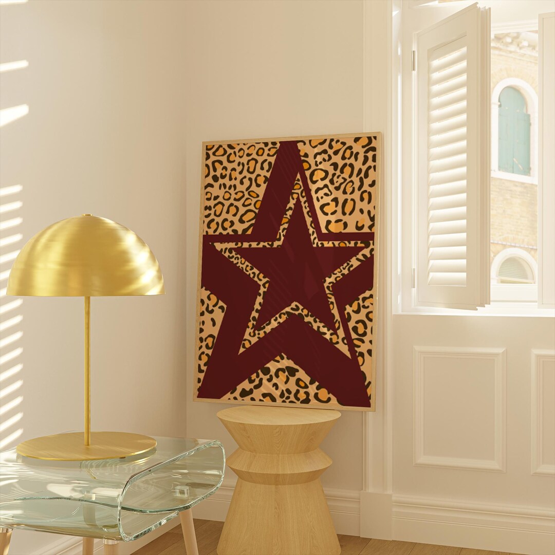 Burgundy Prints Leopard Posters Vintage Wall Art Dark Red Prints ...