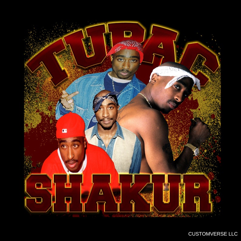 TUPAC SHAKUR Listo para imprimir, diseño de camiseta de rap, archivo ...