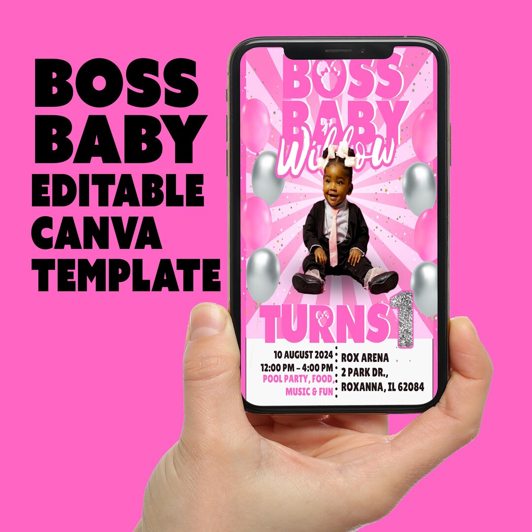 Boss Baby Bash: Editable Canvas Birthday Flyer Template - Etsy