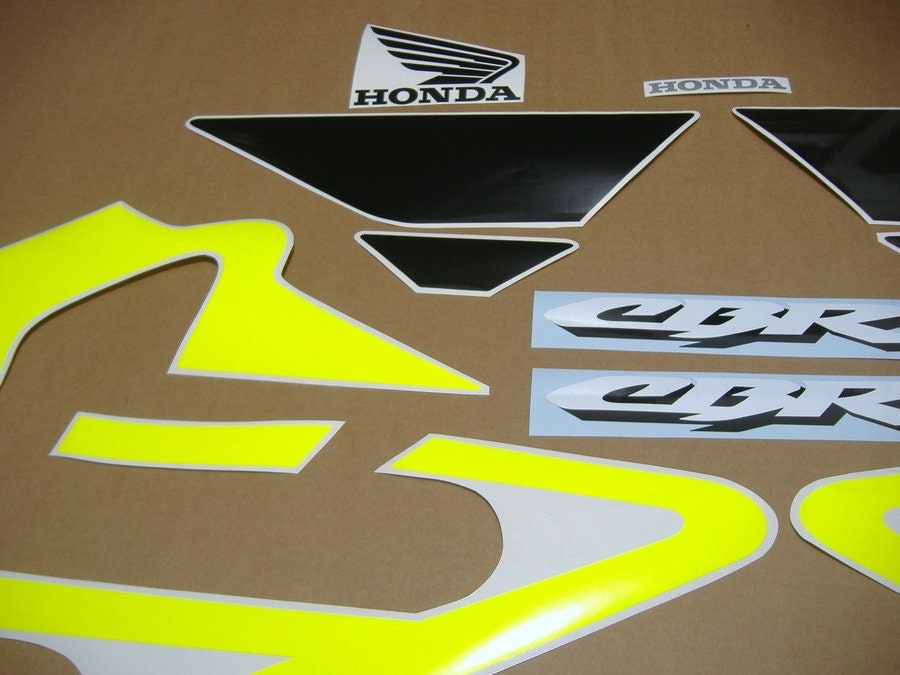 CBR 600 F4i 2001 Custom Neon Fluo Yellow Signal Decals Set Stickers Kit ...