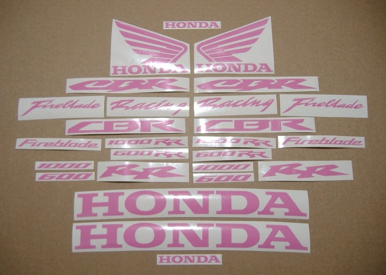 600RR / 1000RR Complete Custom Aftermarket Decals Set Stickers Kit Pink ...