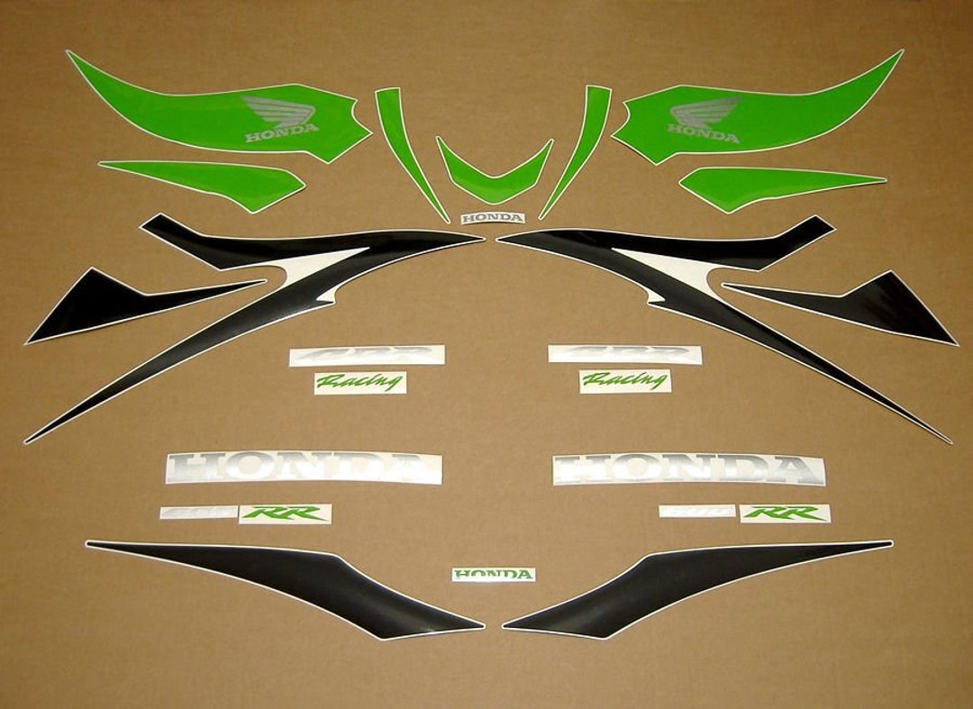 CBR 600RR 2007 2008 Custom Lime Green Black Decals Set Stickers Kit ...