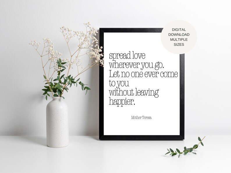 Spread Love | Mother Teresa Quote | Home Decor | Quote Sign | Spread ...