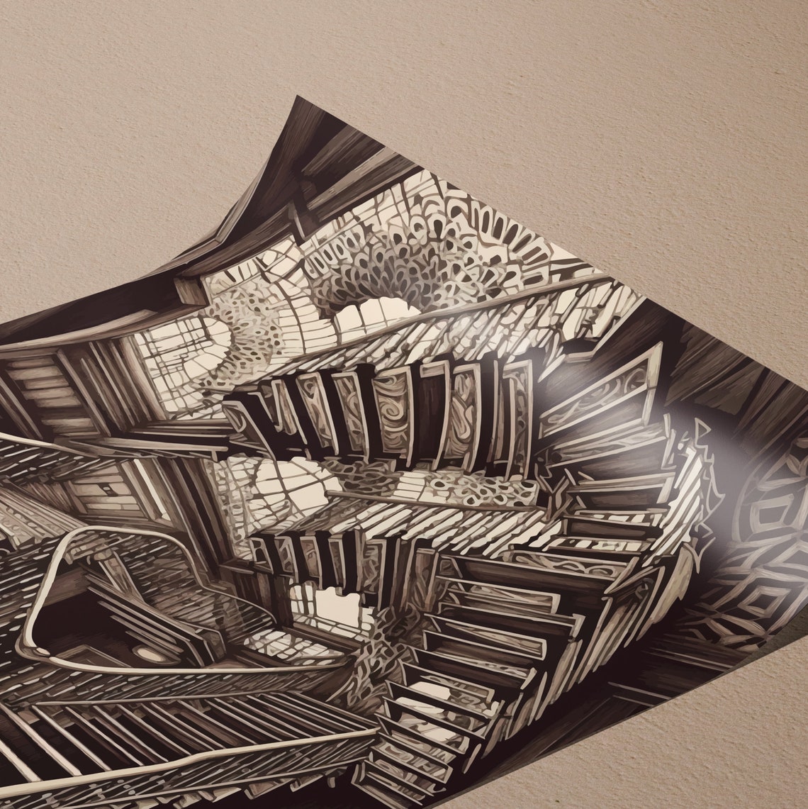 M.C. Escher Inspired Geometry Art Infinite Cycle Op Art Poster ...