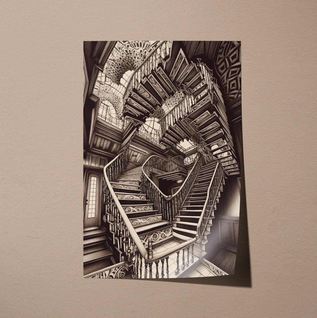 M.C. Escher Inspired Geometry Art - Infinite Cycle Op Art Poster ...