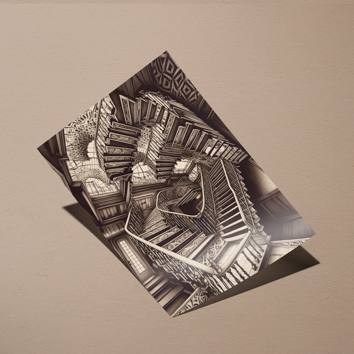 M.C. Escher Inspired Geometry Art - Infinite Cycle Op Art Poster ...