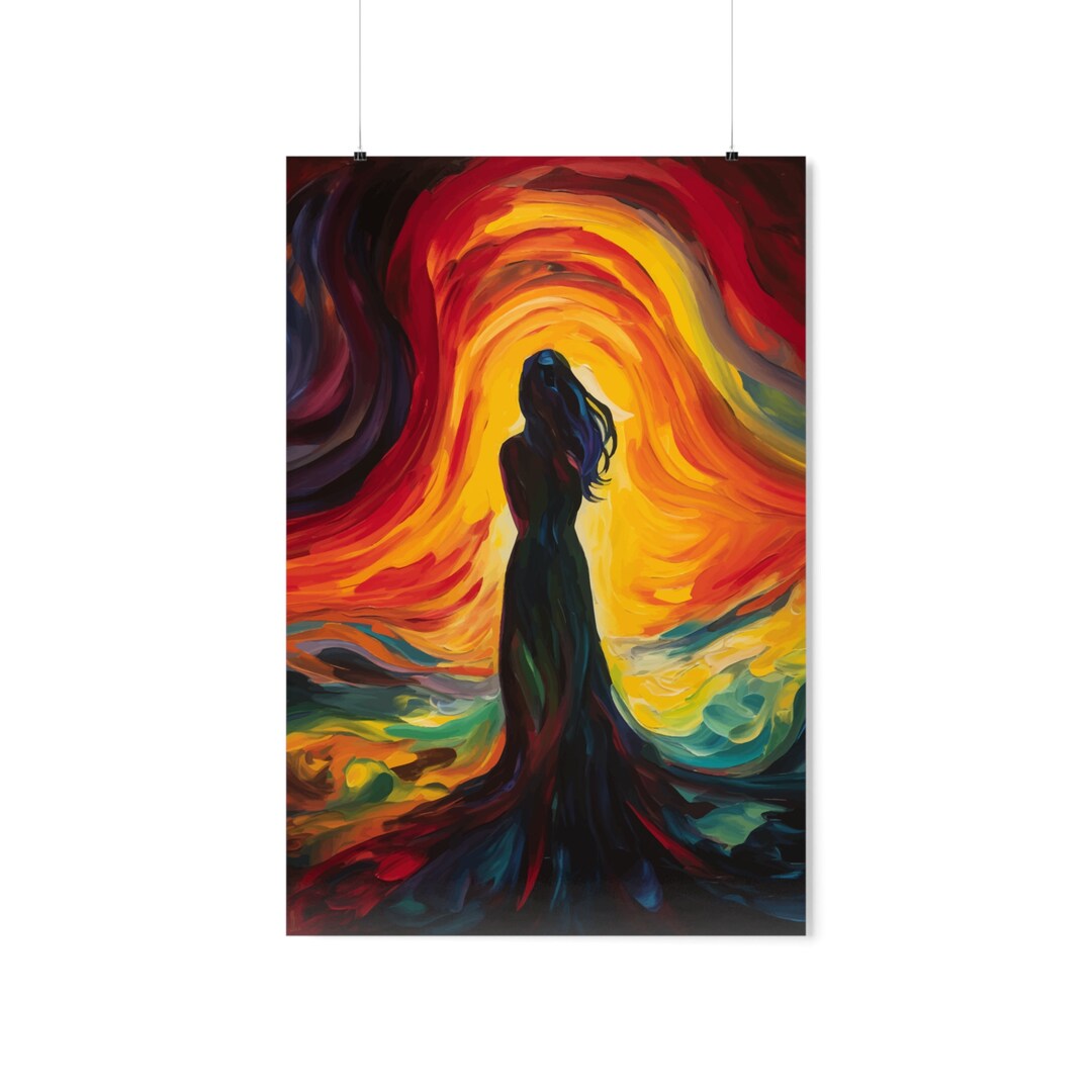 Edvard Munch Kiss Inspired Poster - Lonely Figure Art, Expressionism ...