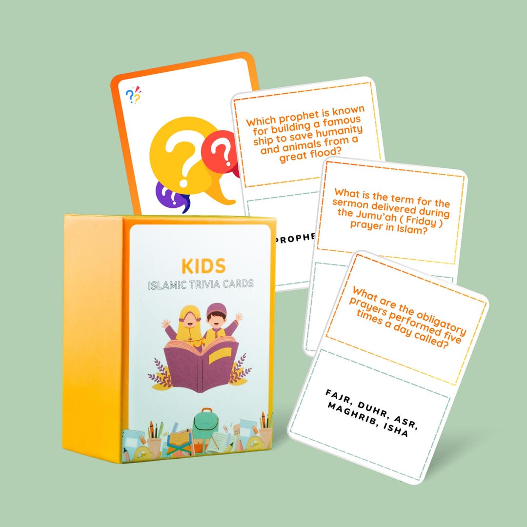 Kids Islamic Trivia Cards | Islamic Card Games for Kids | Islamic Gifts ...