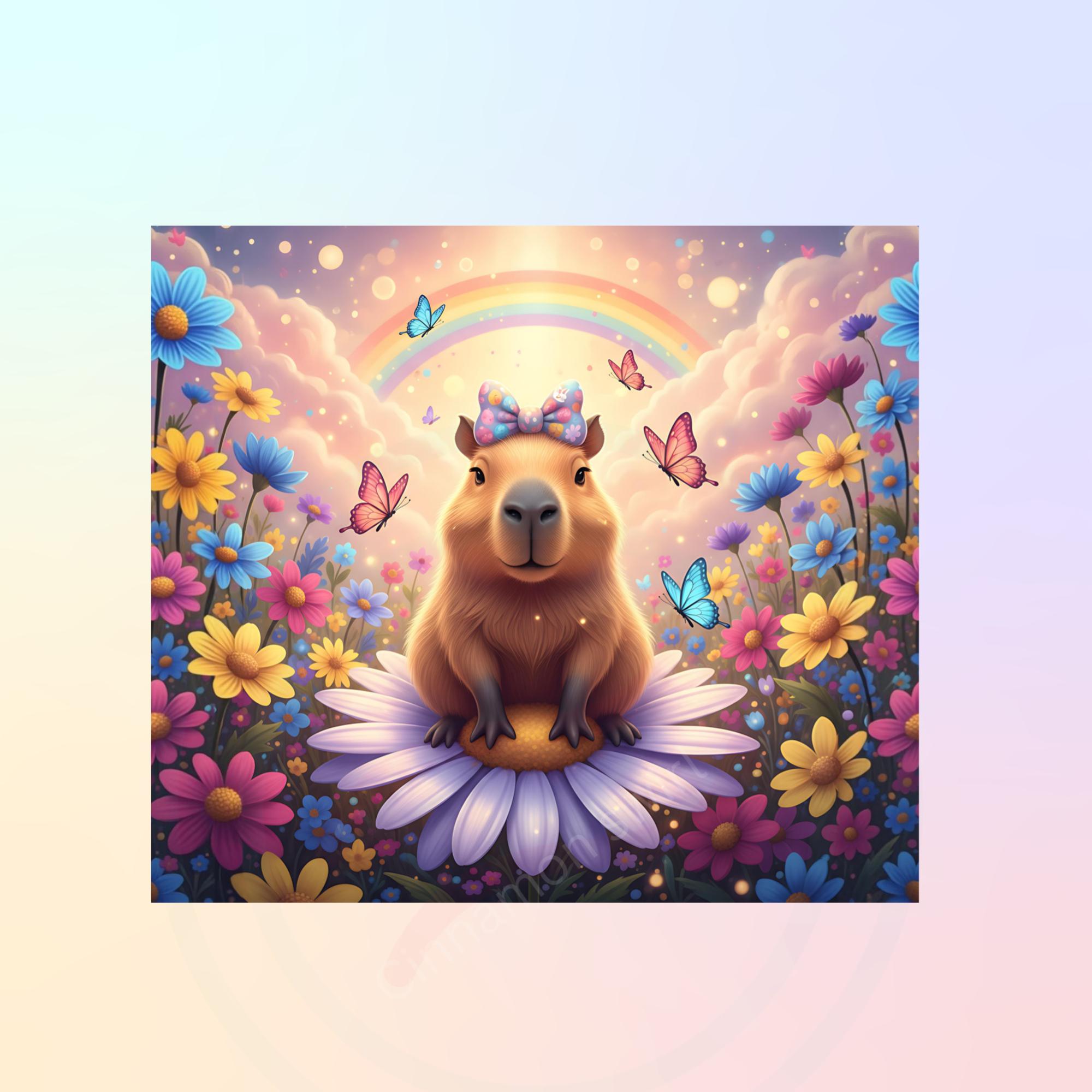 Capybara Sitting on Daisy Tumbler Wrap Sublimation Design - Etsy