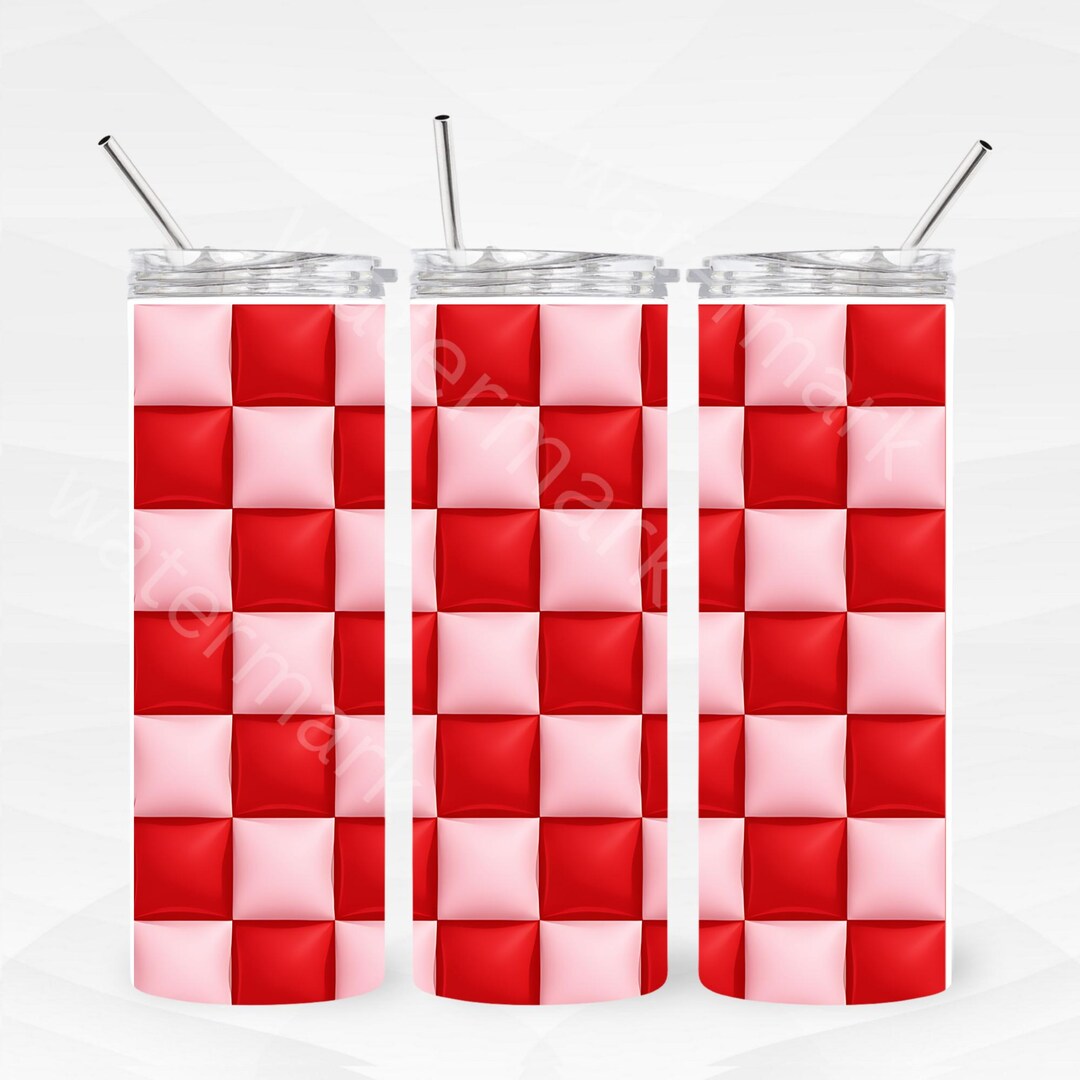 3D Pink and Red Checkerboard Tumbler Wrap (digital Download) - Etsy
