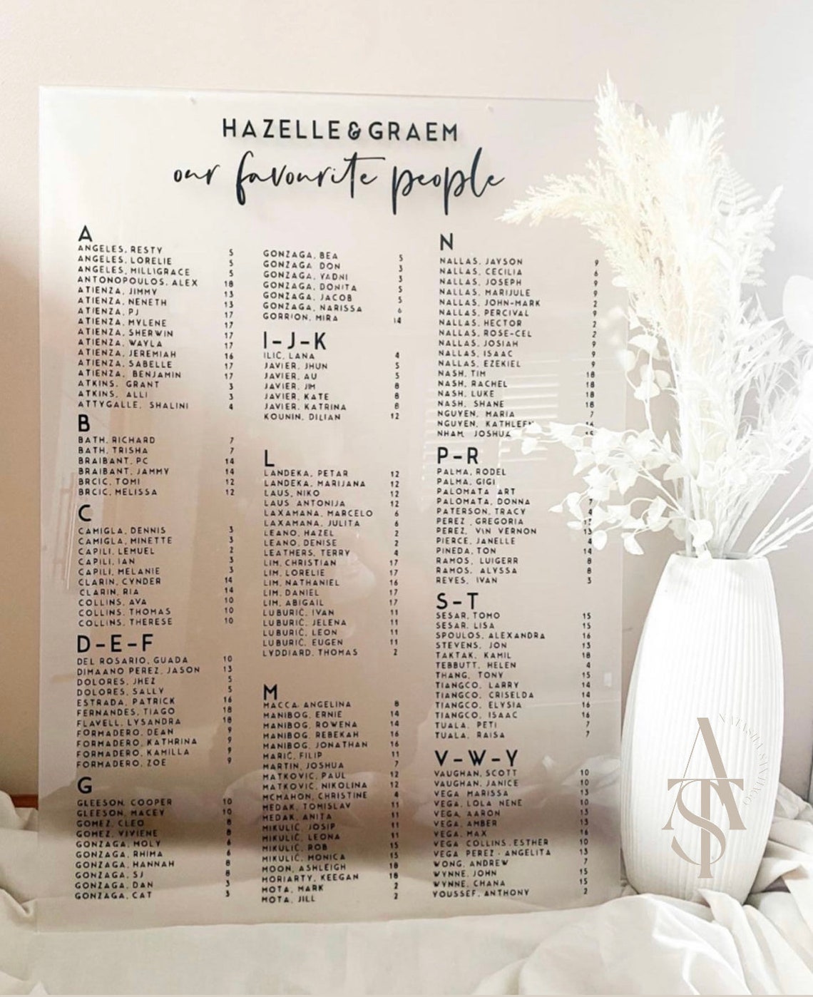 A1 Acrylic Rectangle Seating Chart/custom Seating Chart/wedding Seating ...