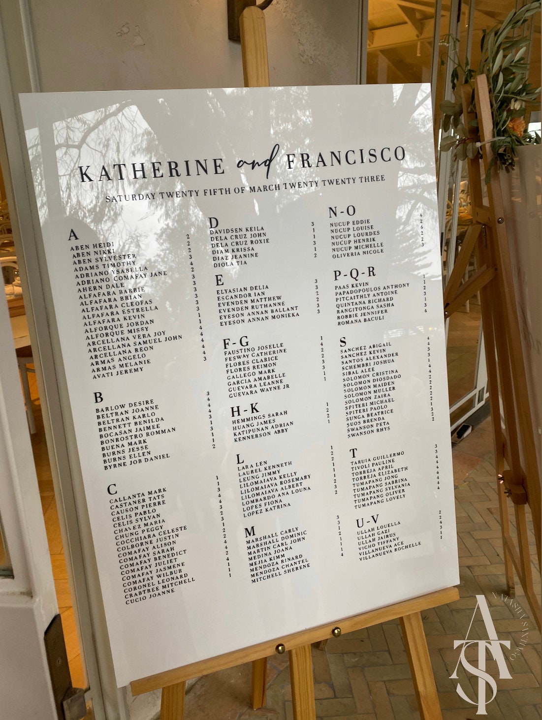 A1 Acrylic Rectangle Seating Chart/custom Seating Chart/wedding Seating ...