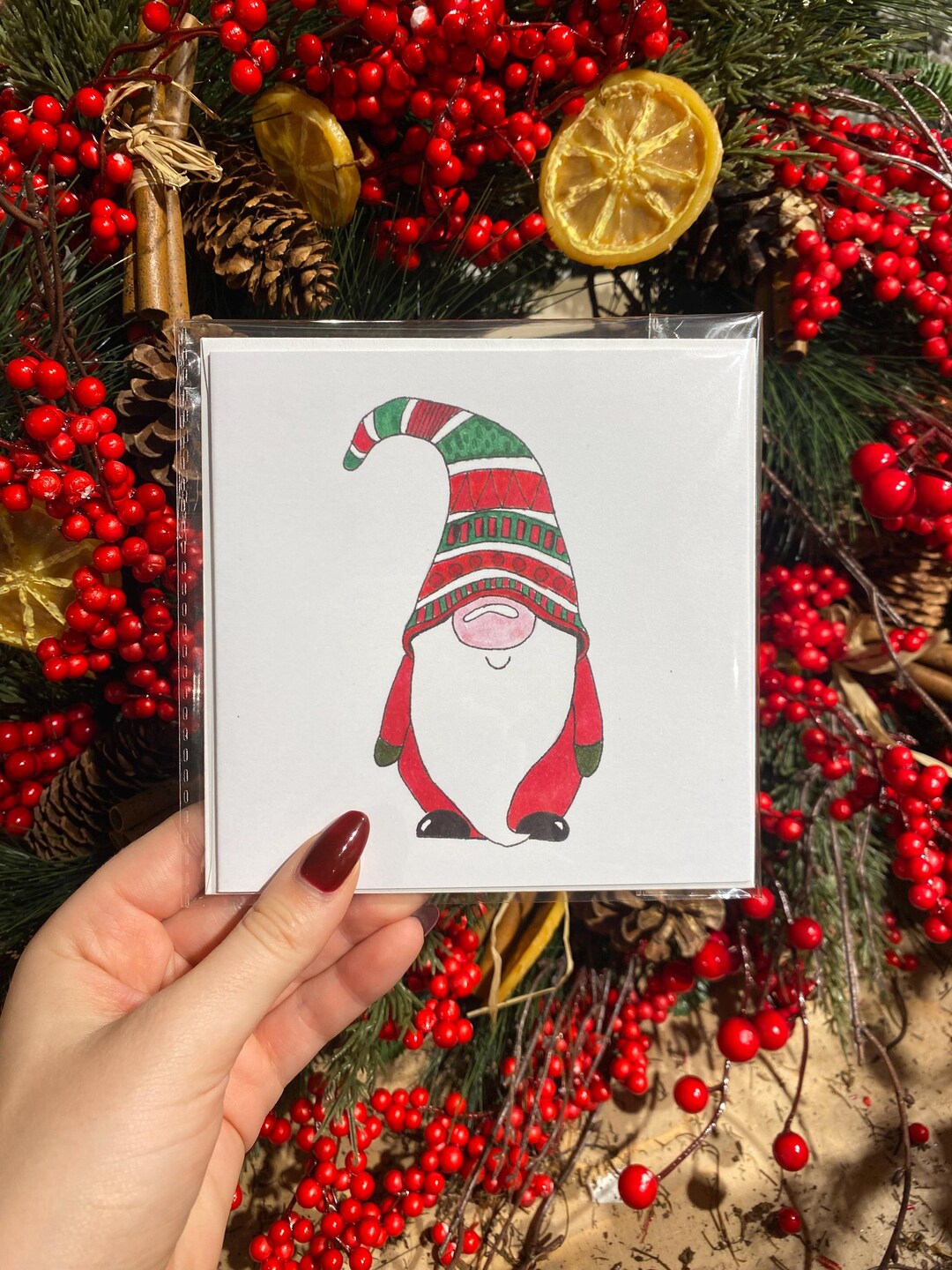 Festive Gonk Hand-drawn Christmas Card - Etsy