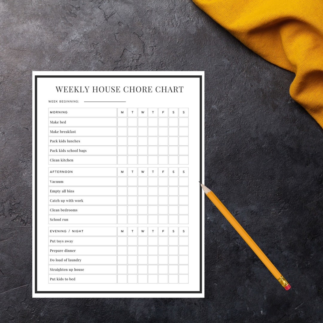 A Chore Chart to Help With All Those Tedious Chores That No One Wants ...
