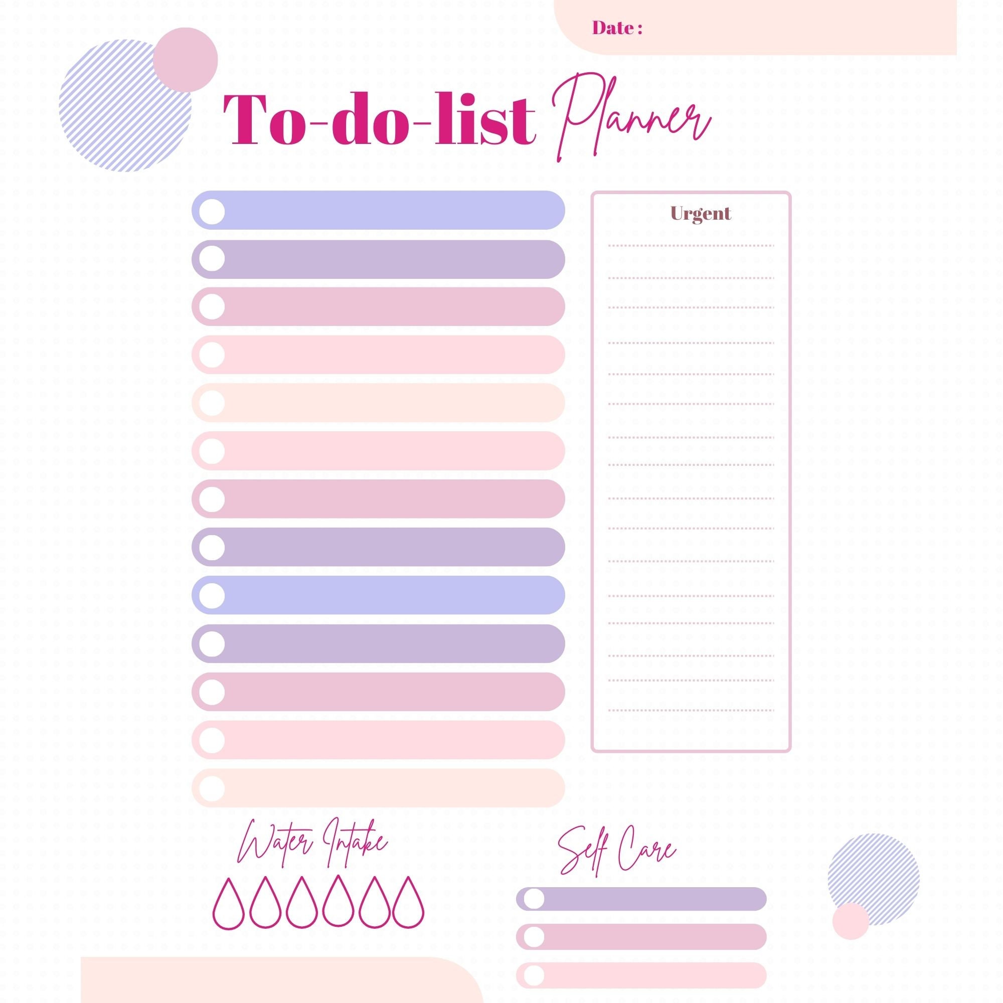 To Do List Planner With Checklist for Water Intake and Self Care, Pink ...