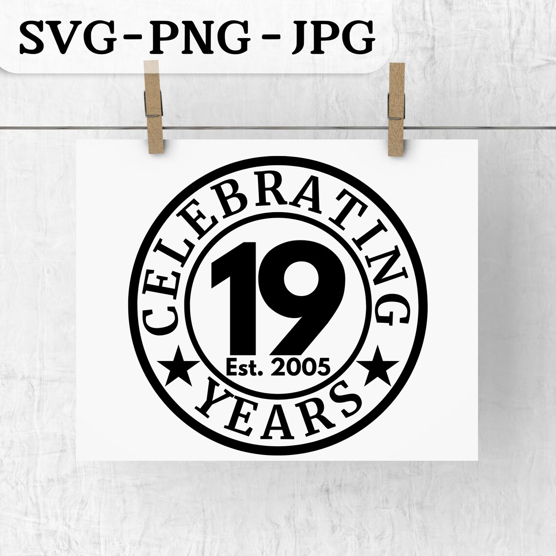 Happy 19th Birthday SVG Celebrating 19 Years PNG/JPG Cut File for Gifts ...