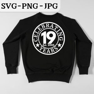 Happy 19th Birthday SVG Celebrating 19 Years PNG/JPG Cut File for Gifts ...