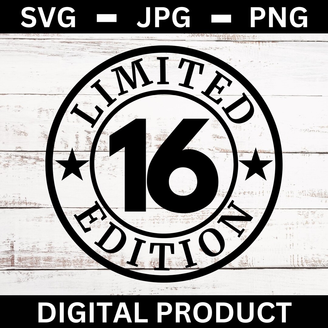 16 Years SVG, PNG Birthday Cut File, Printable Anniversary Gift ...