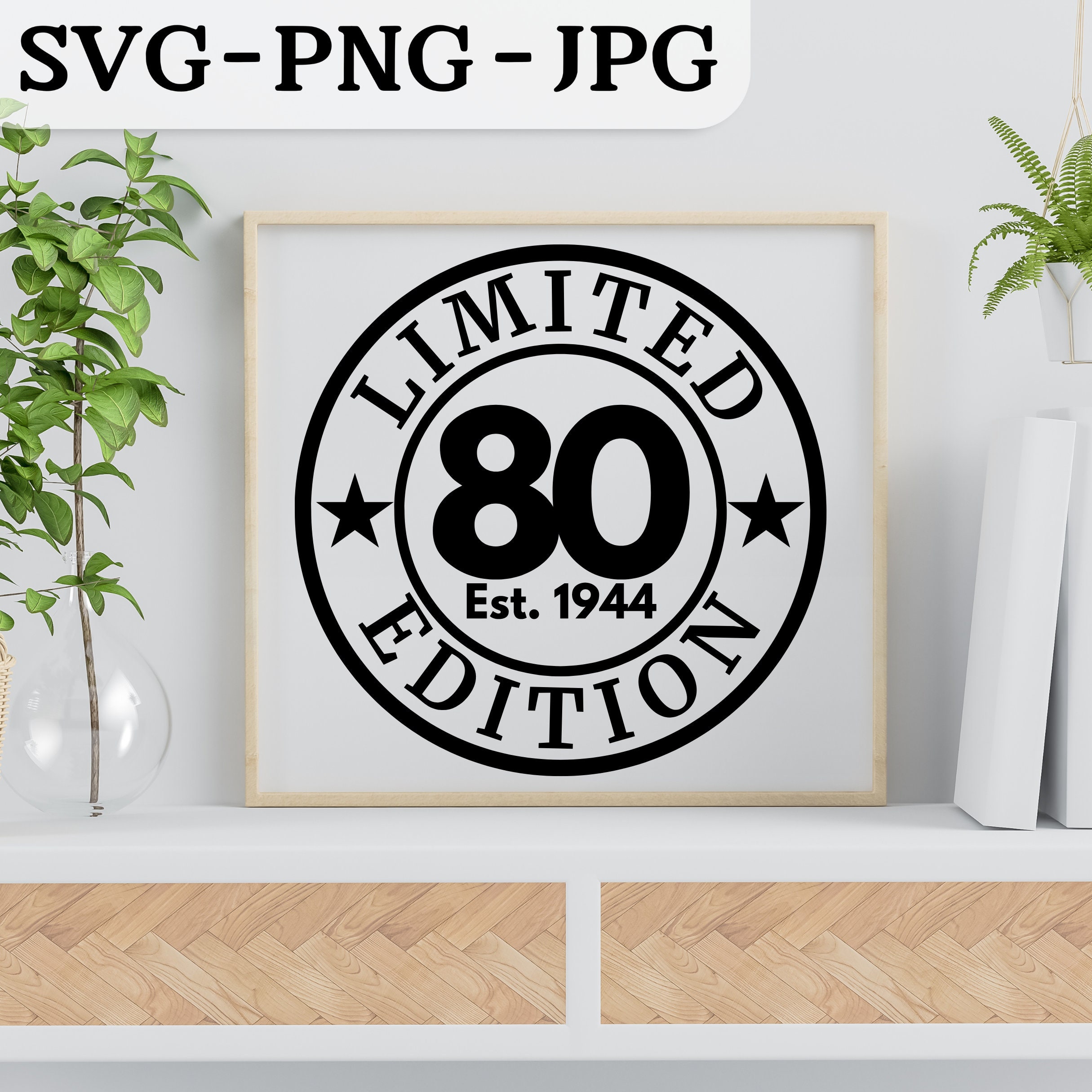 Limited Edition 80 Years SVG 1942 Happy Birthday PNG Cut File Printable ...