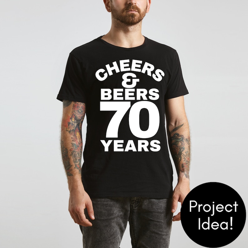 Cheers and Beers 70 Years SVG Happy 70th Birthday Sign Wall Art Party ...