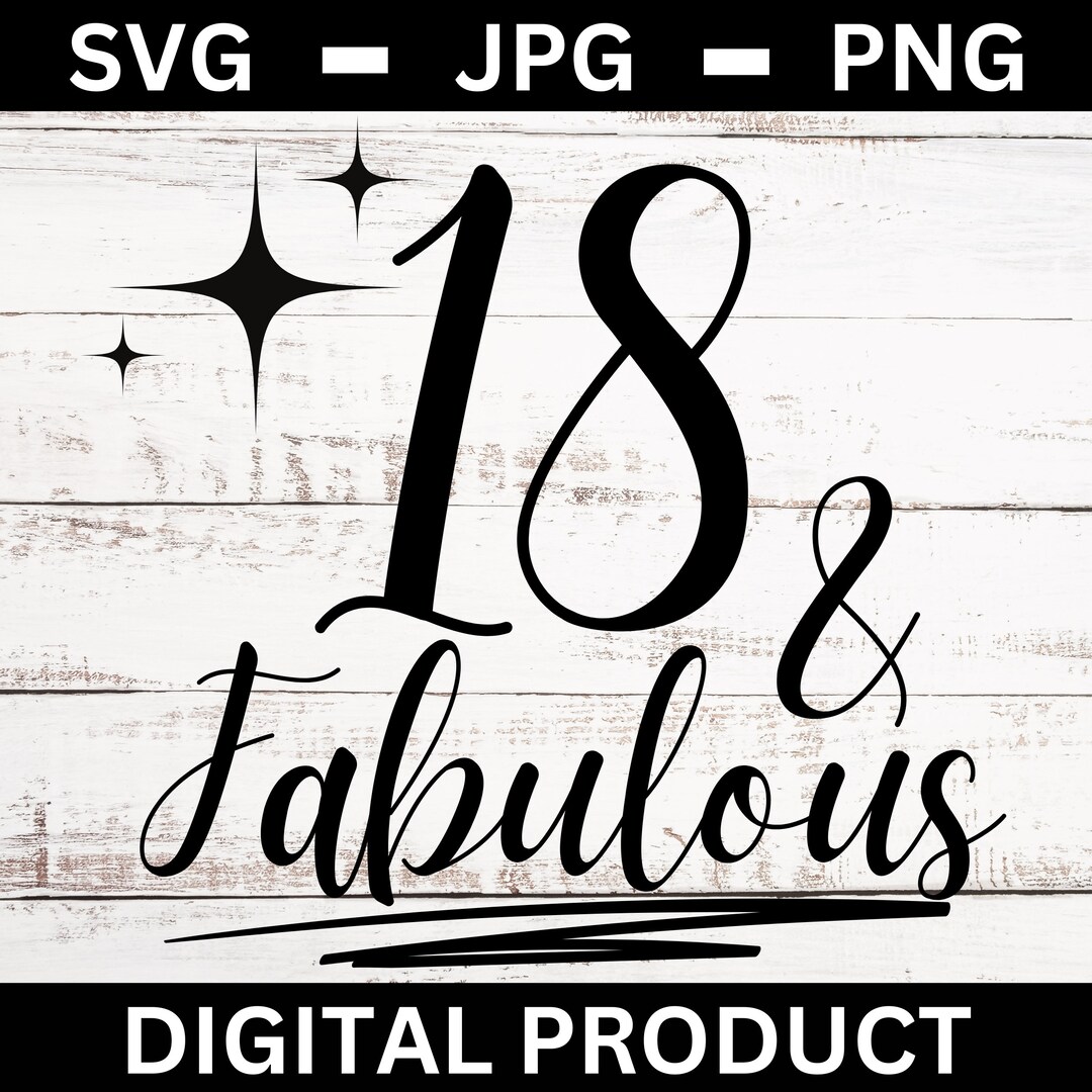 18 and Fabulous SVG Cut File | Printable Happy 18th Birthday PNG Sign ...