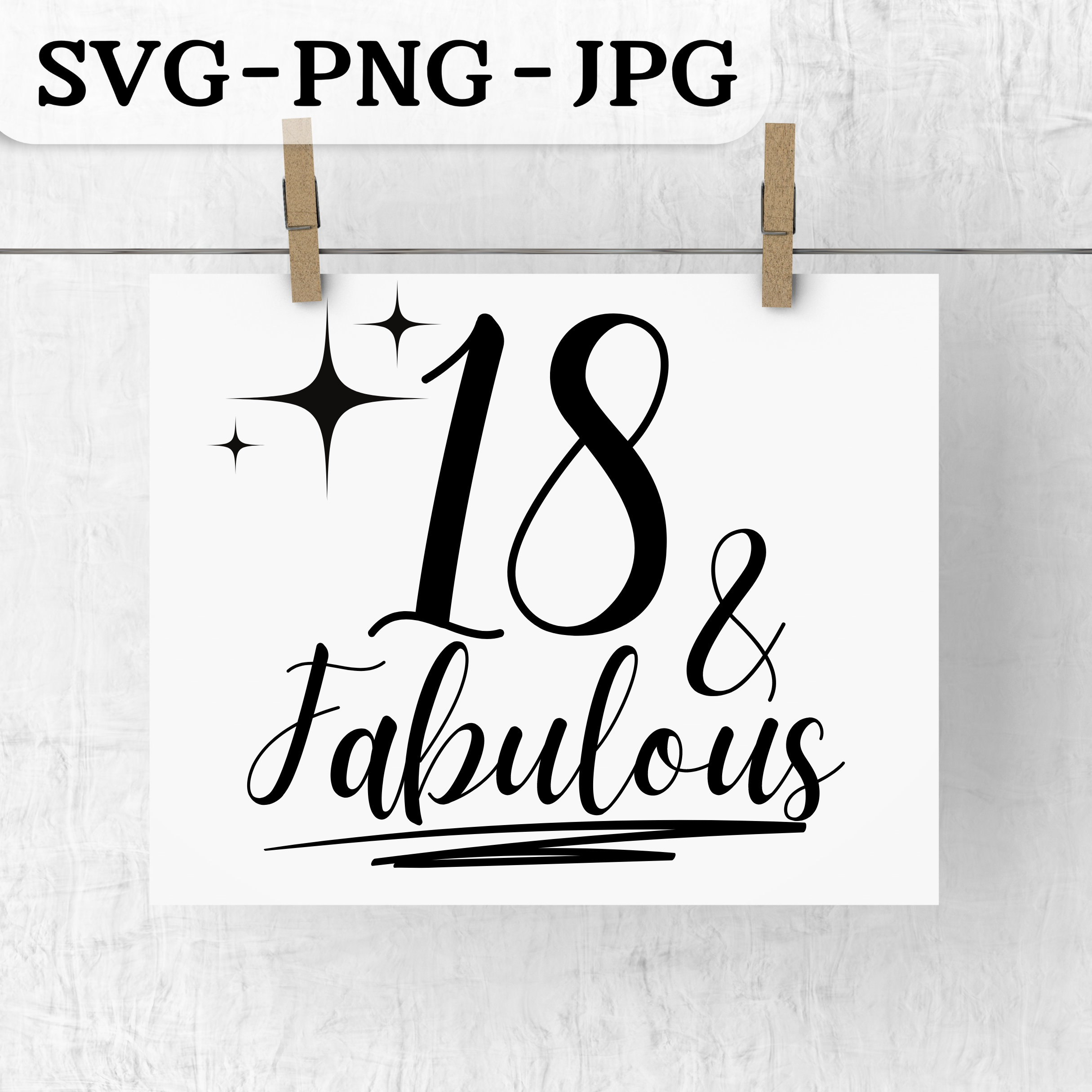 18 and Fabulous SVG Cut File | Printable Happy 18th Birthday PNG Sign ...