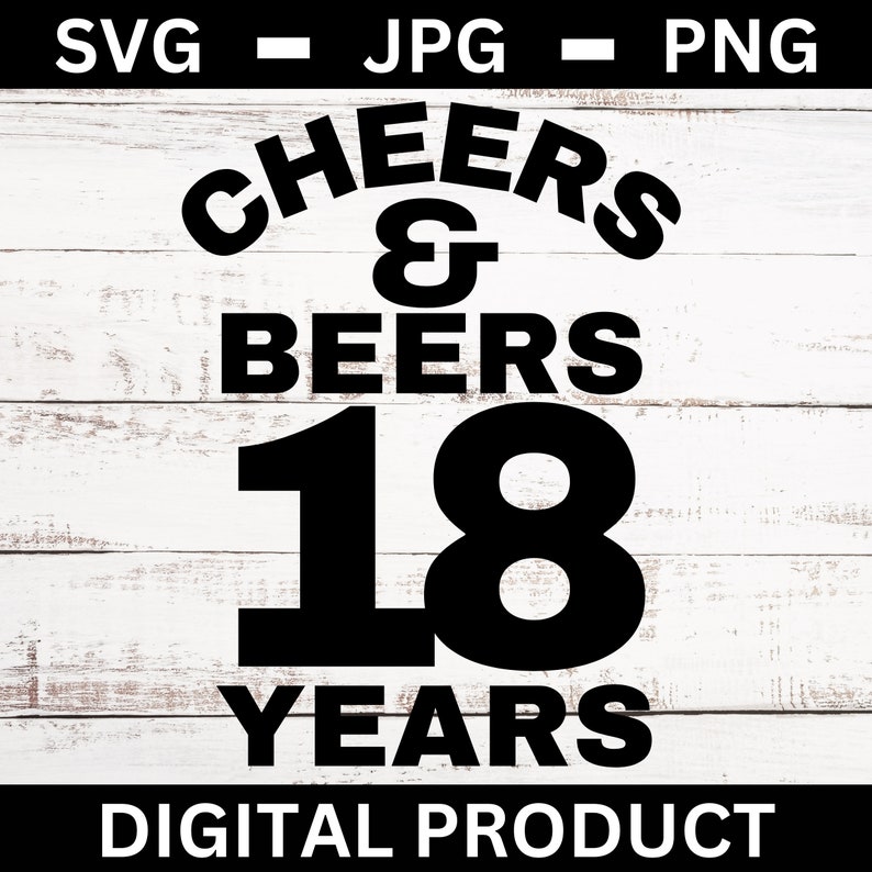 Cheers and Beers 18 Years SVG 18th Birthday & Anniversary Party Decor ...