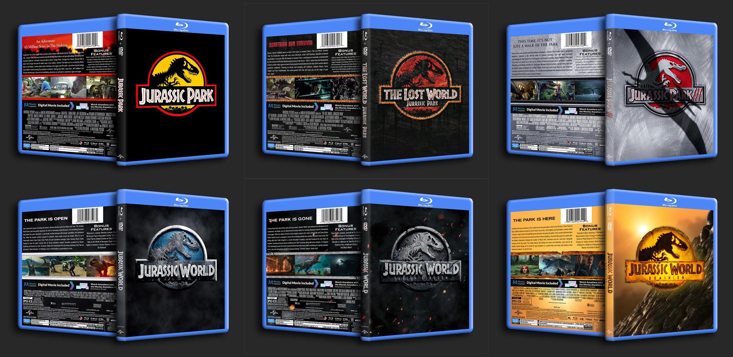 Jurassic Park/jurassic World Custom Blu-ray Artwork - Etsy