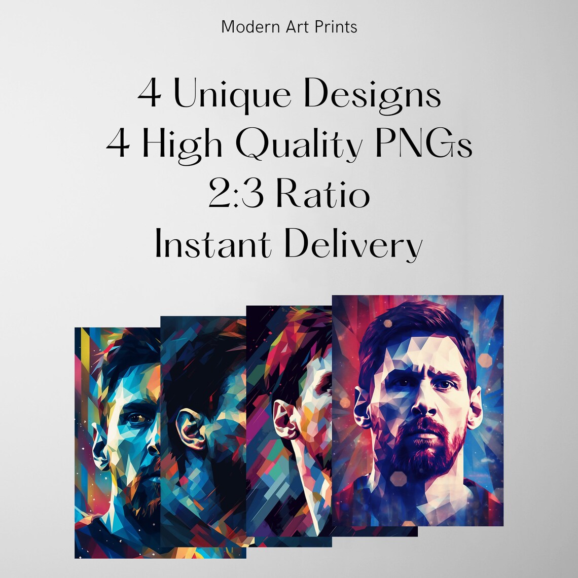 4 Printable Lionel Messi Portraits in Modern and Colorful Style Modern ...