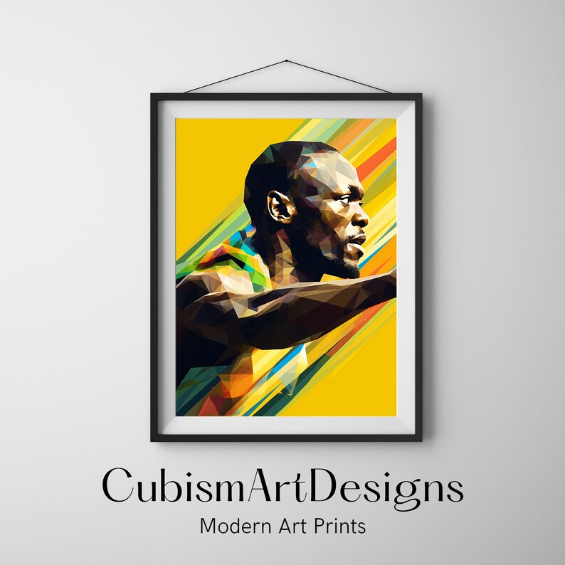 4 Printable Usain Bolt Portraits in Modern and Colorful Style, Modern ...