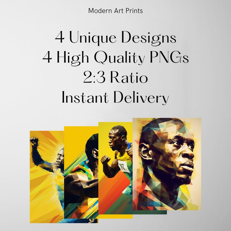 4 Printable Usain Bolt Portraits in Modern and Colorful Style, Modern ...