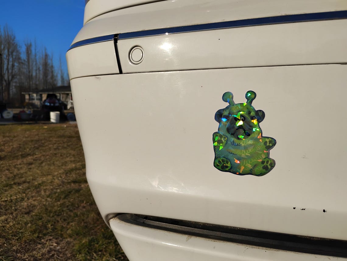 Holographic Sticker ~ Pibble Alien Sticker UV/WEATHERPROOF & WATERPROOF ...